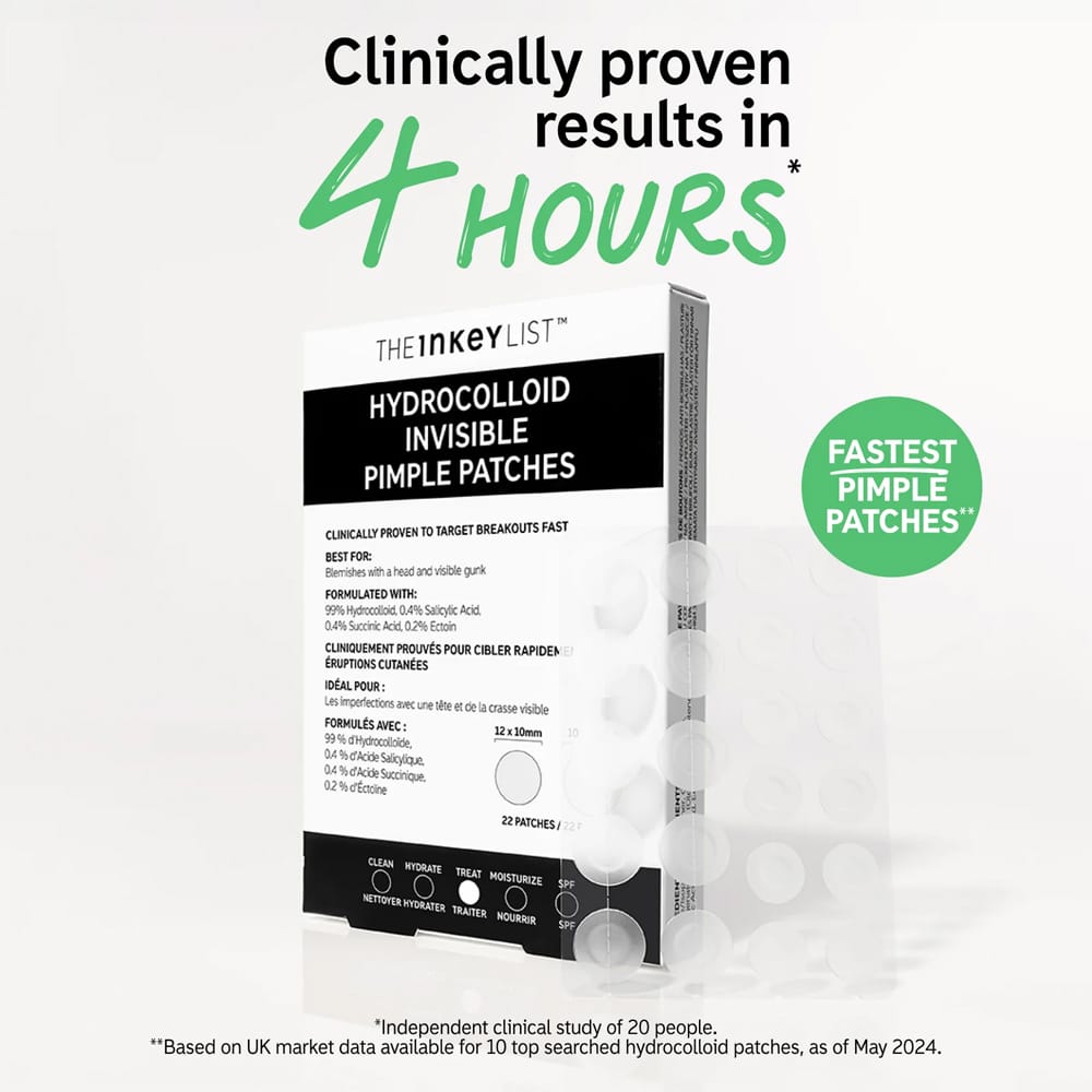The Inkey List Hydrocolloid Invisible Pimple Patches (22 pack ...