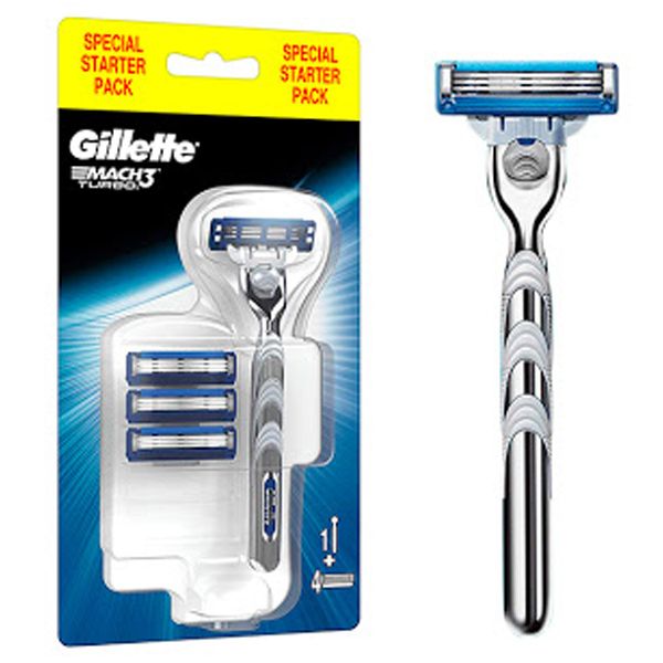 Gillette Mach 3 Turbo Razor for Men and 4 Refill Blades - Pharmhealth ...