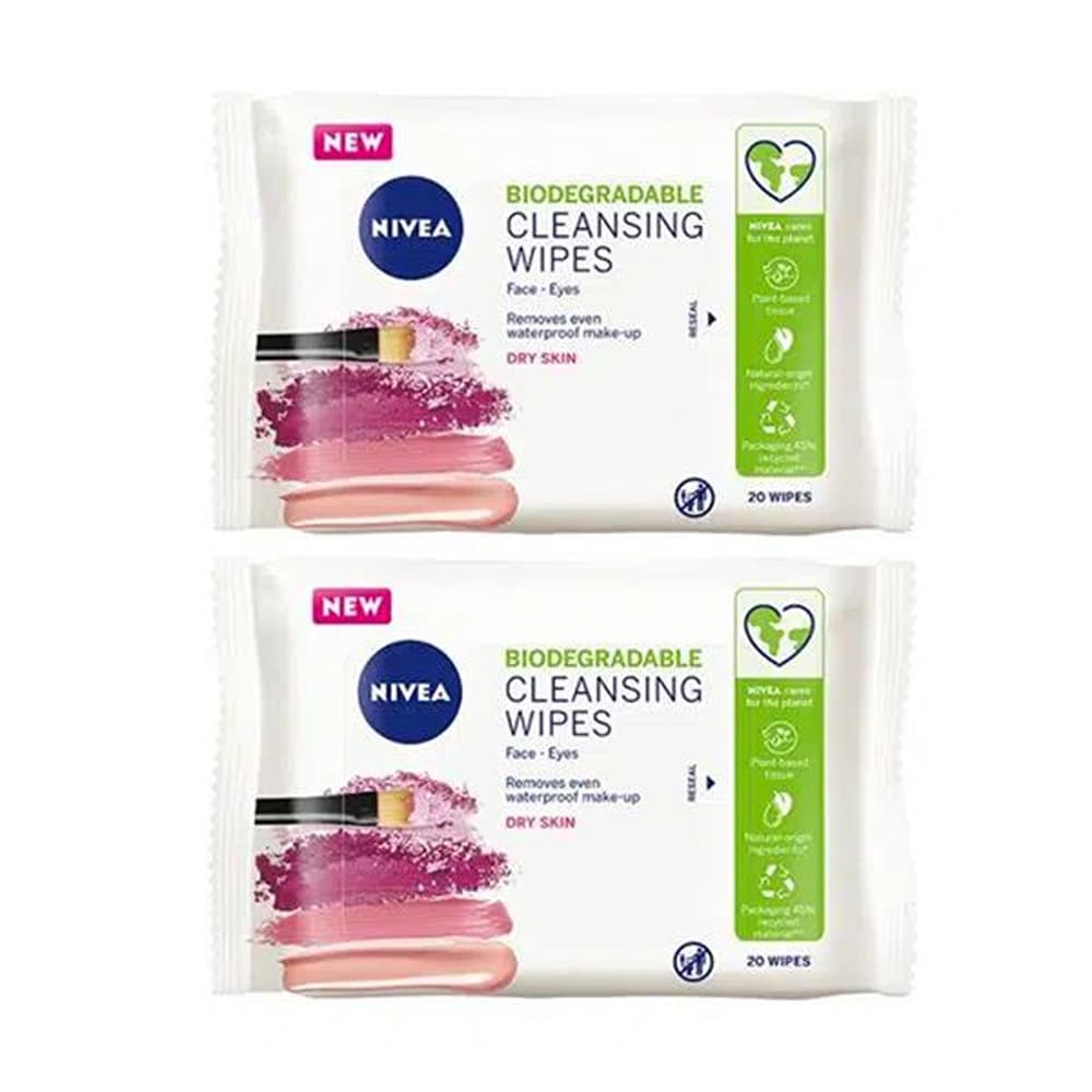 Nivea Biodegradable Facial Wipes Duo Pack - Dry Skin - Pharmhealth Pharmacy
