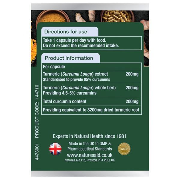 Natures Aid Turmeric 8200mg (High Potency) Capsules (30) - Pharmhealth ...